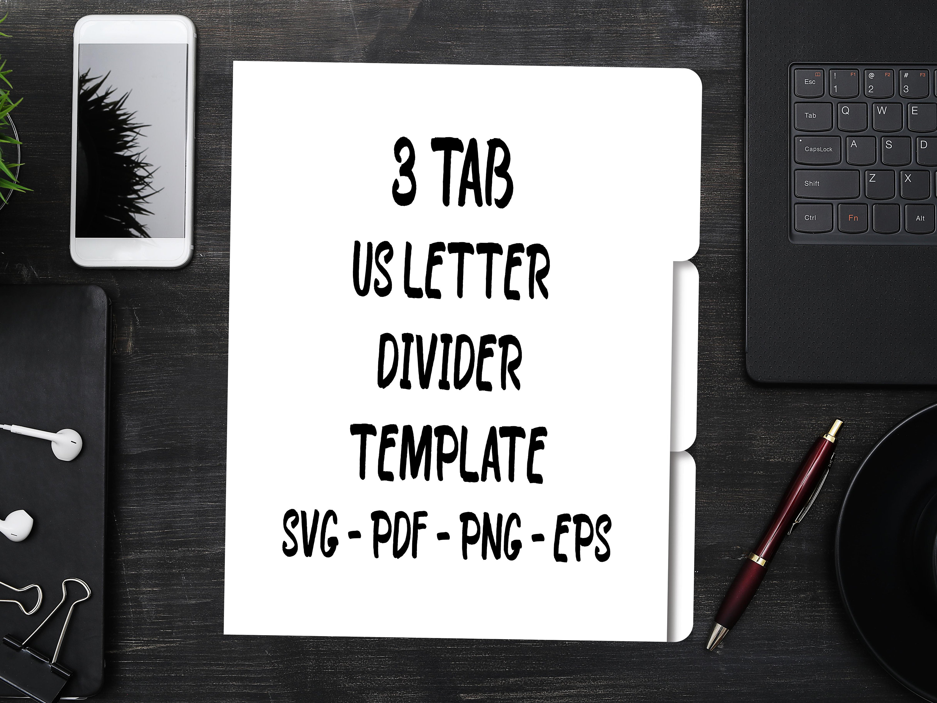 US Letter 3 Tab Binder Divider Template - Downloadable Printable Tabs ...