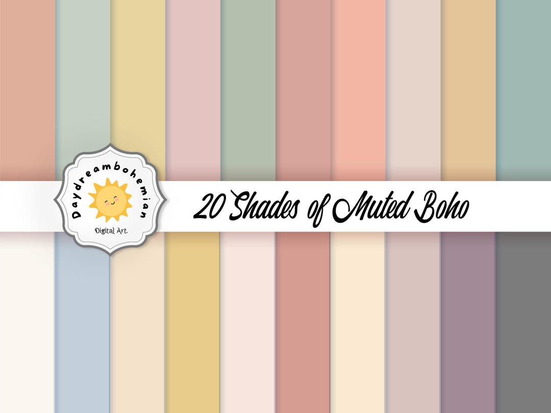 Muted Boho Color Digital Paper - 20 Different Shades of Pale Bohemian ...