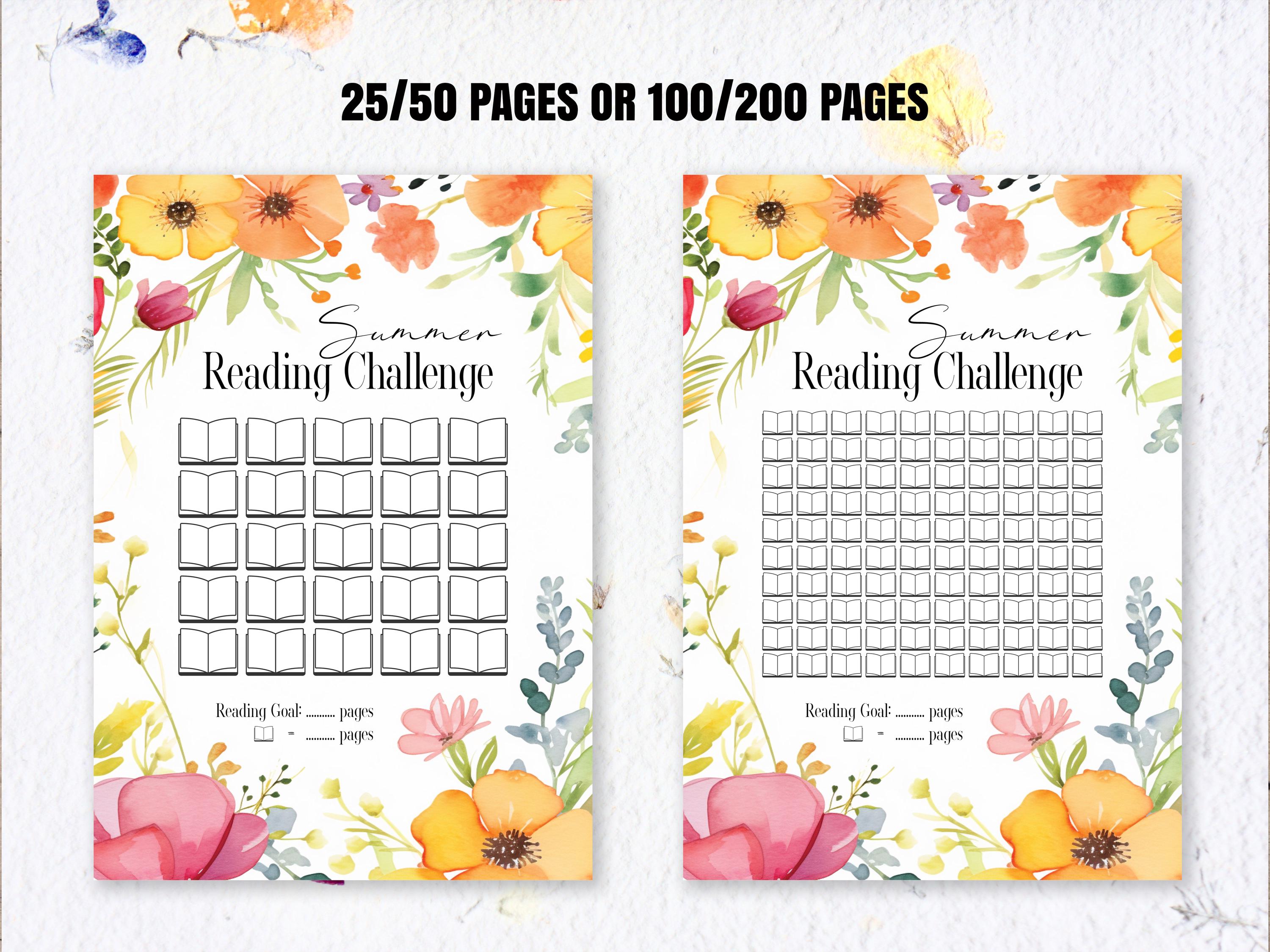Summer Reading Challenge PRINTABLE, 100 & 25 Pages, Books Tracker, Book ...