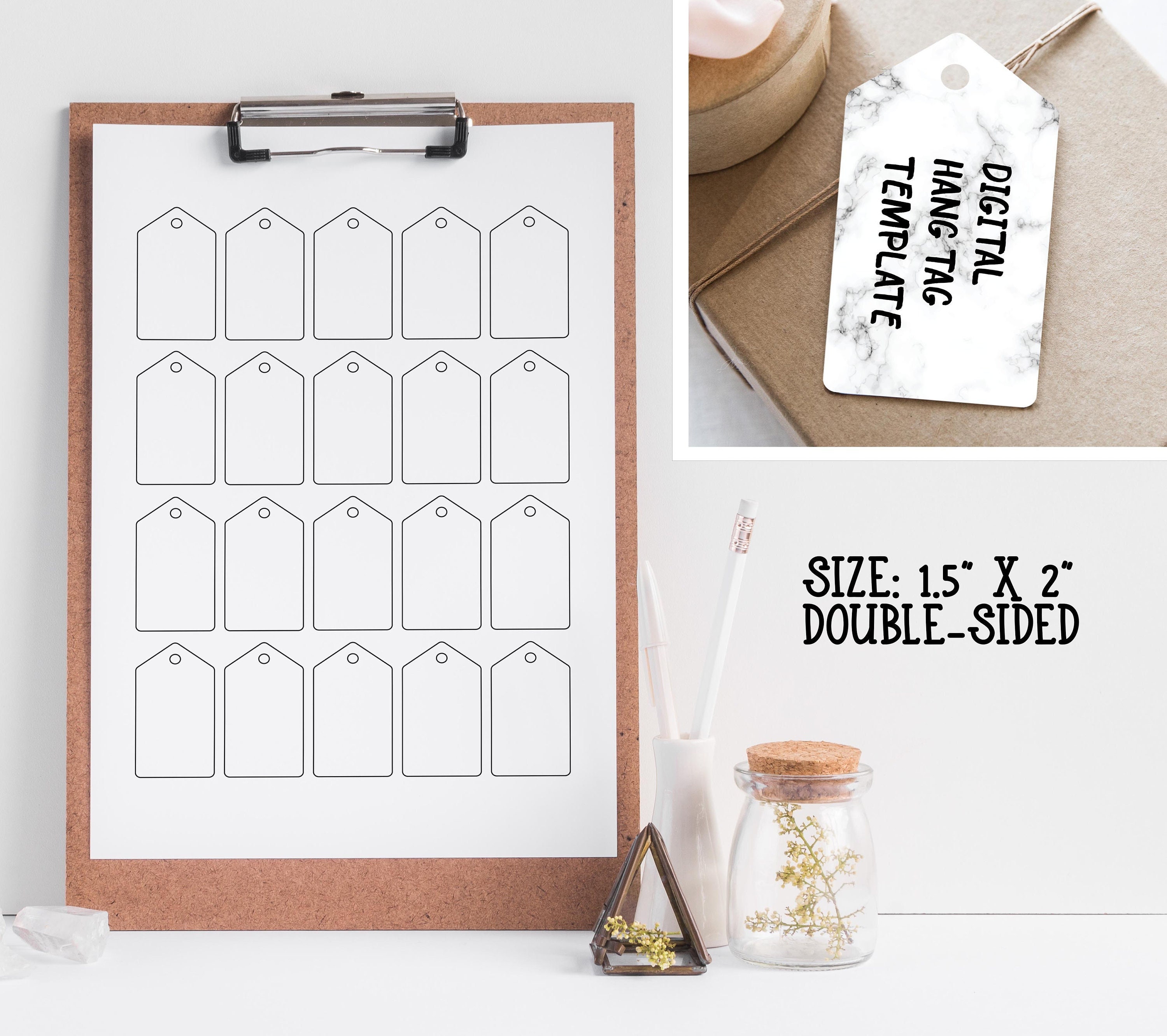 Printable Tag Template / Digital Tag Template -1.5" X 2" Regular Blank ...