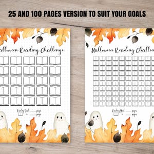 Halloween Reading Challenge PRINTABLE, 100 & 25 Books, Pages Tracker ...