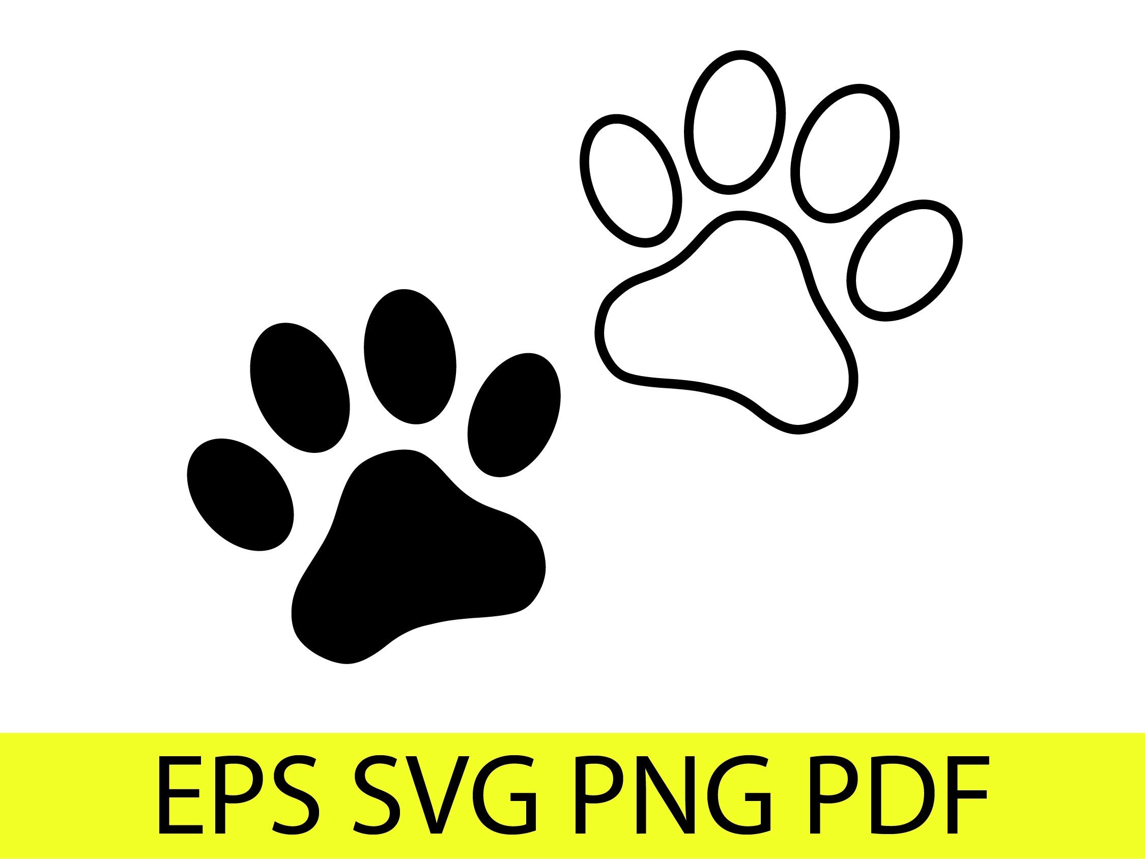 Paw Print Solid and Outline Digital Download - Svg Png Pdf Eps Digital ...