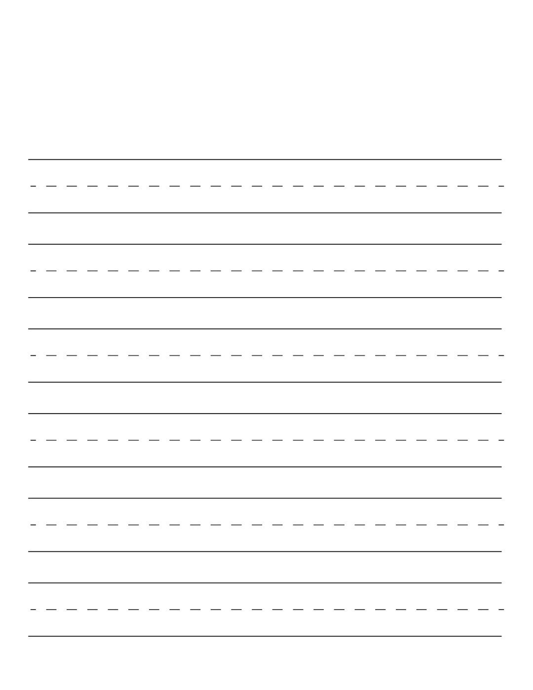 Broken Midline Kindergarten Handwriting Paper - Basic Black Solid and ...
