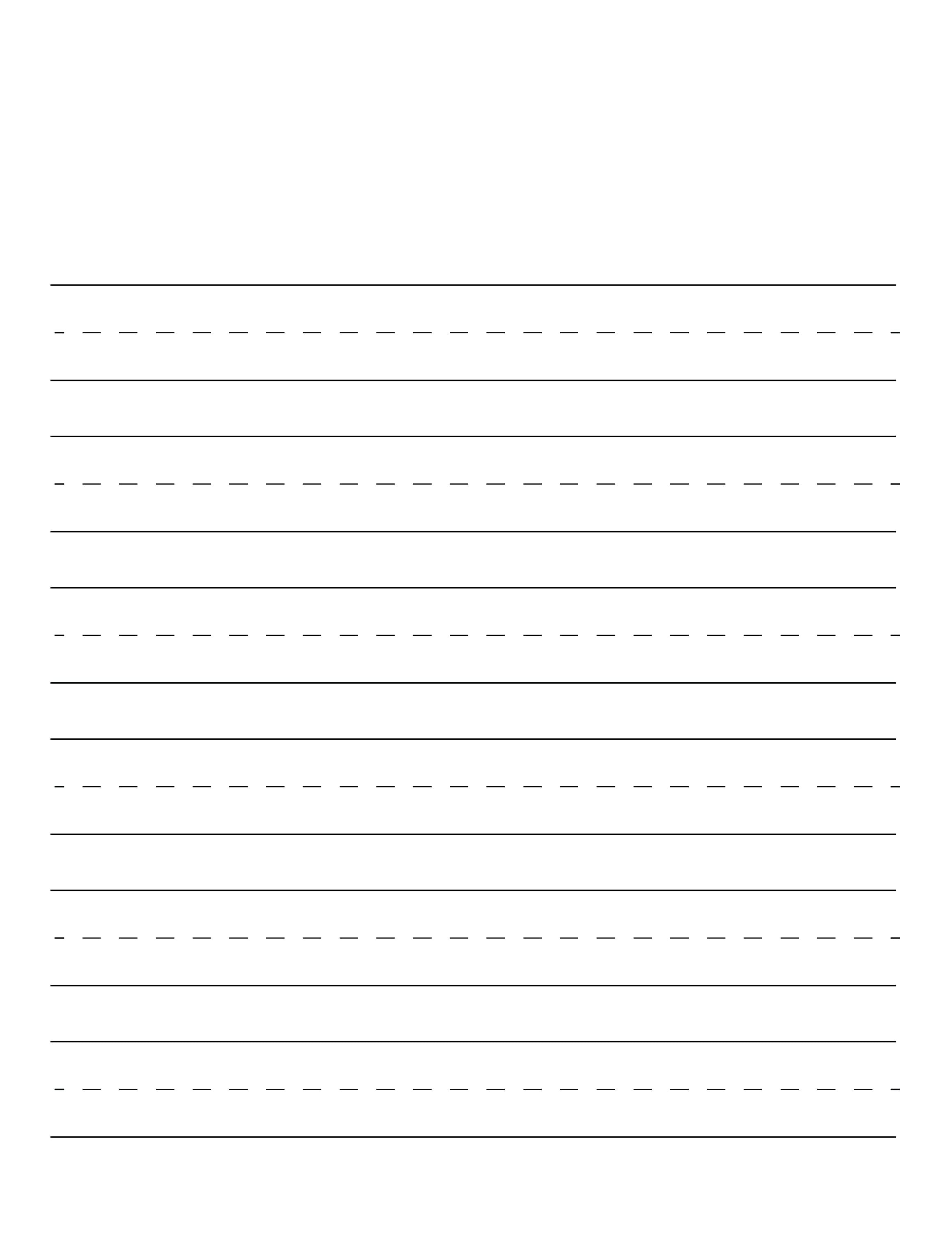 Broken Midline Kindergarten Handwriting Paper - Basic Black Solid and ...