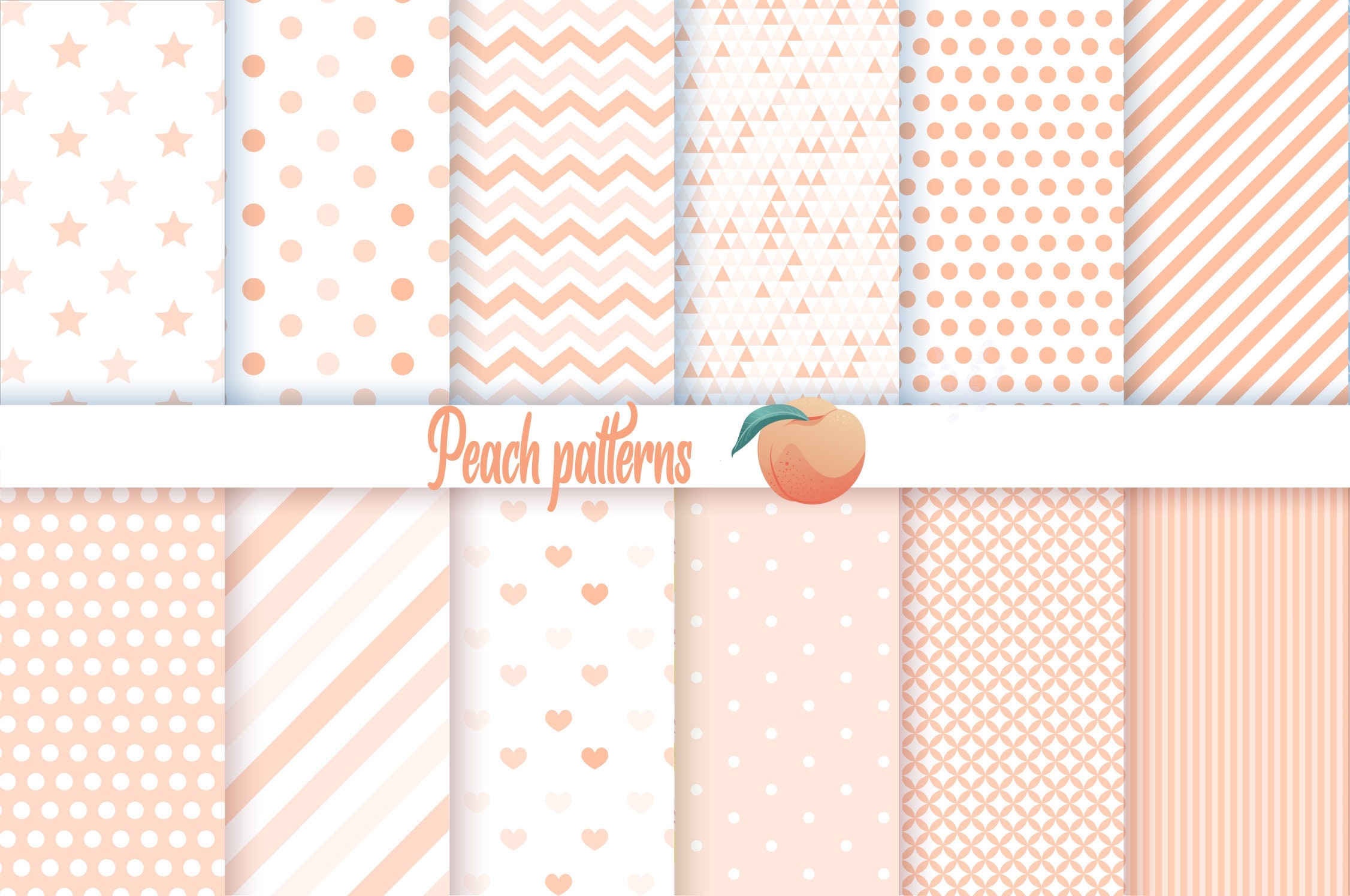 Peach Digital Papers, Peach Color Digital Paper Pack, Peach Digital ...