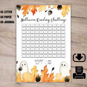 Halloween Reading Challenge PRINTABLE, 100 & 25 Books, Pages Tracker ...