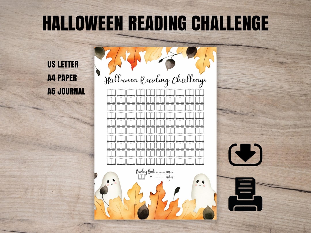 Halloween Reading Challenge PRINTABLE, 100 & 25 Books, Pages Tracker ...