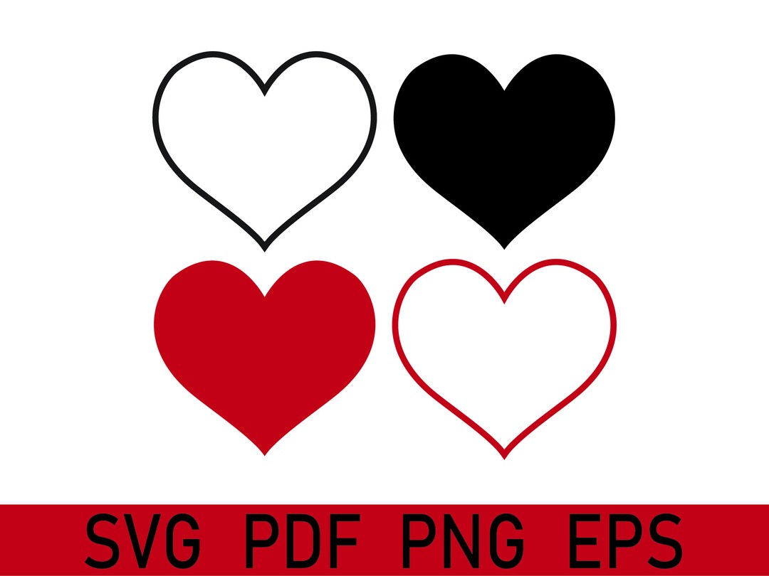 Heart Outline and Solid Digital Download - Svg Png Eps and Pdf Instant ...