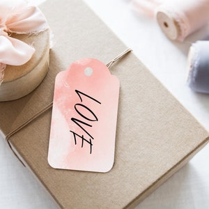 Pink Watercolour Gift Tag Template - Printable Tag Template / Digital ...