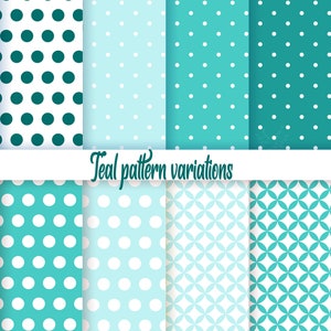 Teal Digital Paper Pack, Teal Downloadable Scrapbook Paper, Teal ...