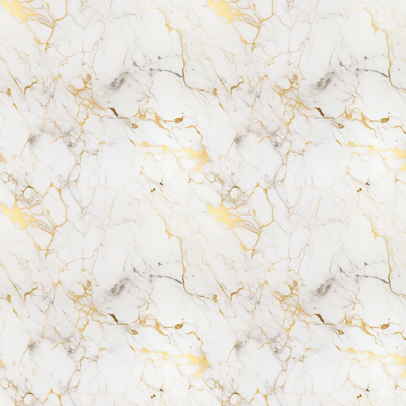 Seamless White and Gold Marble Digital Paper, Marble Texture Gold Veins ...