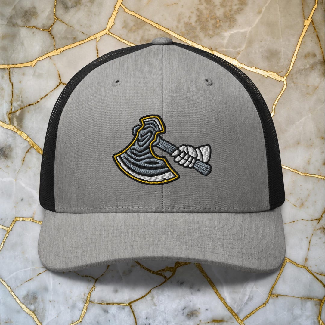 Battle Axe Trucker Hat | Embroidered Cap • gothic • Medieval • Heavy ...