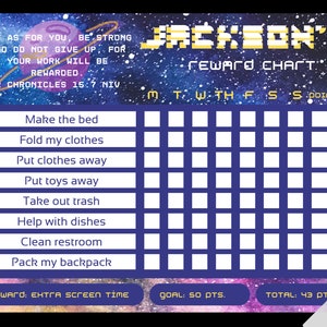 Christian Reward Chart, Space Chore Chart, Responsibility Chart ...