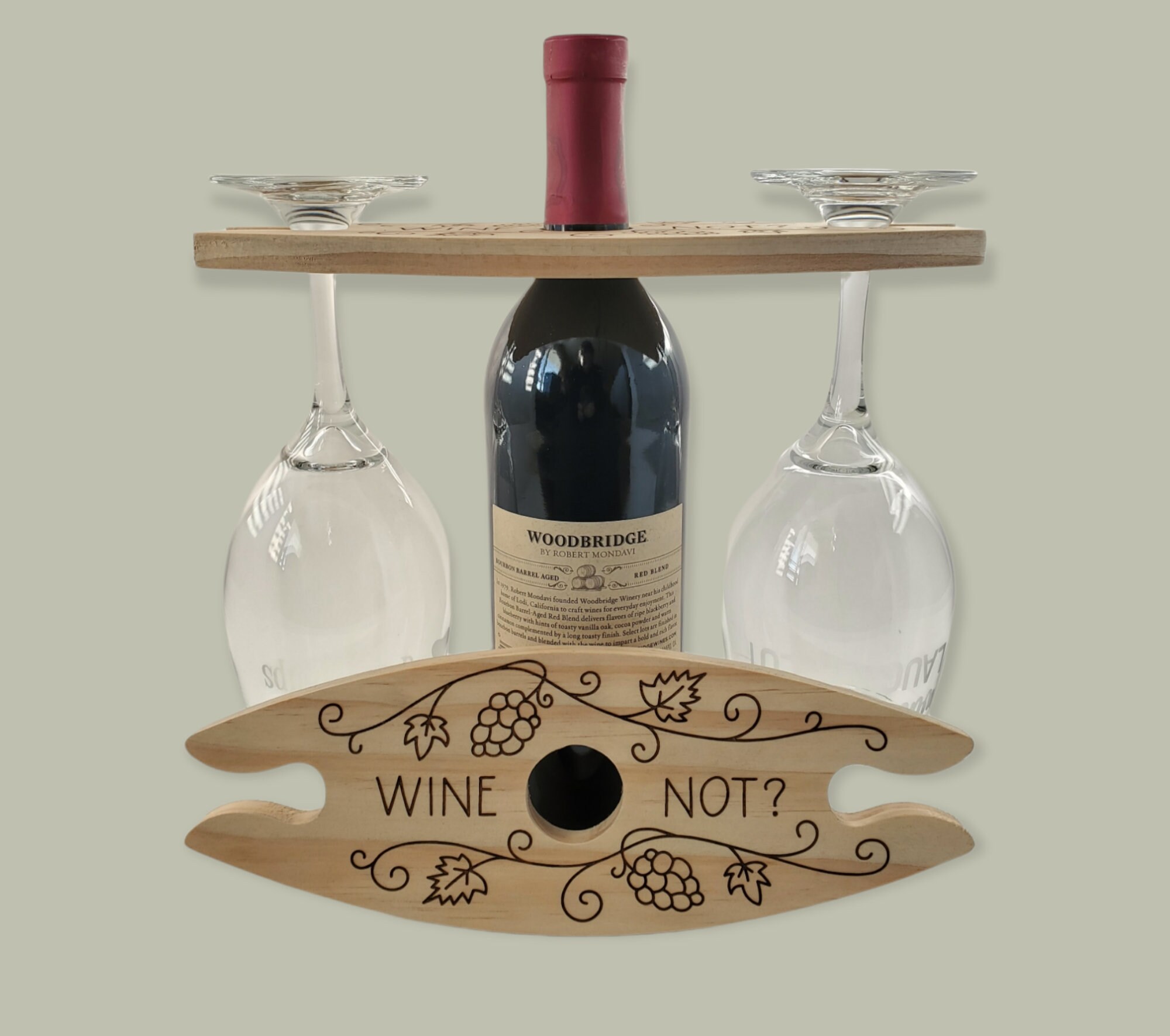 2 Glass Wine Caddy, Wood Wine Caddy, Wine Not, Etched Wine Caddy, Wine ...