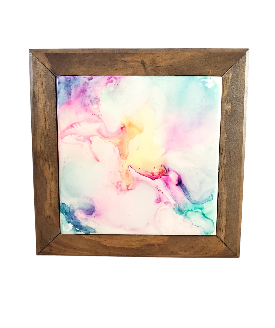 8x8 Handmade Ceramic Trivet for Kitchen, Alcohol Ink Pot Holder Trivet ...