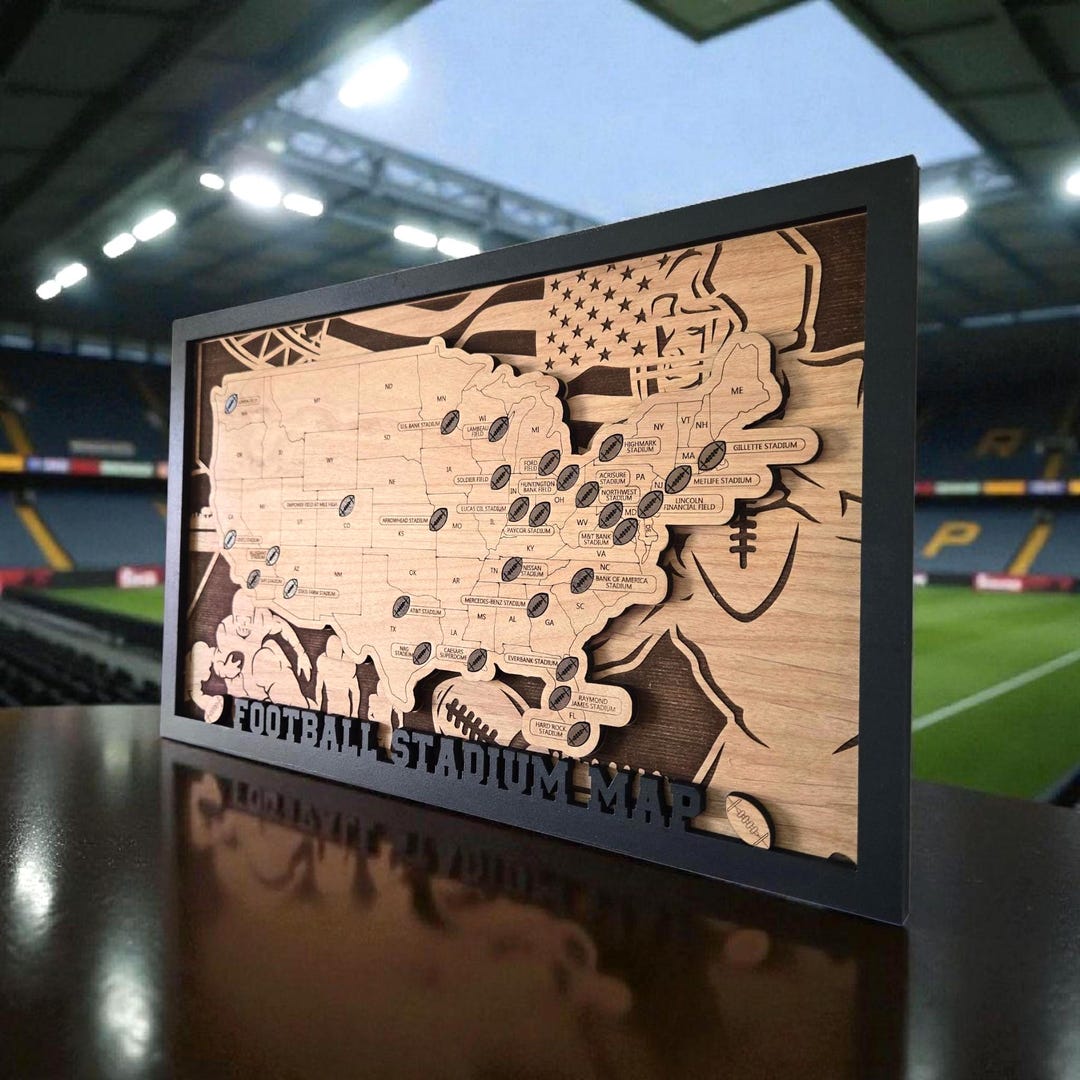 Football Stadium Travel Map With Tiny Football Markers – Stadium ...