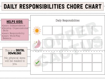 Printable, Chore Chart for Kids, Daily Routine, Morning/evening Checklist, Daily Task List, Kids ...