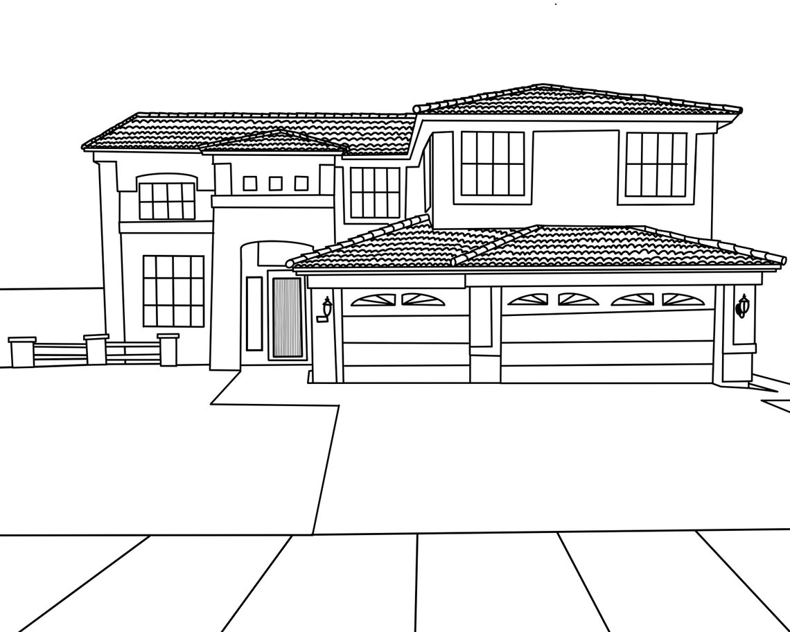 Custom House Line Drawing | Personalized Home Drawing | Personalized ...