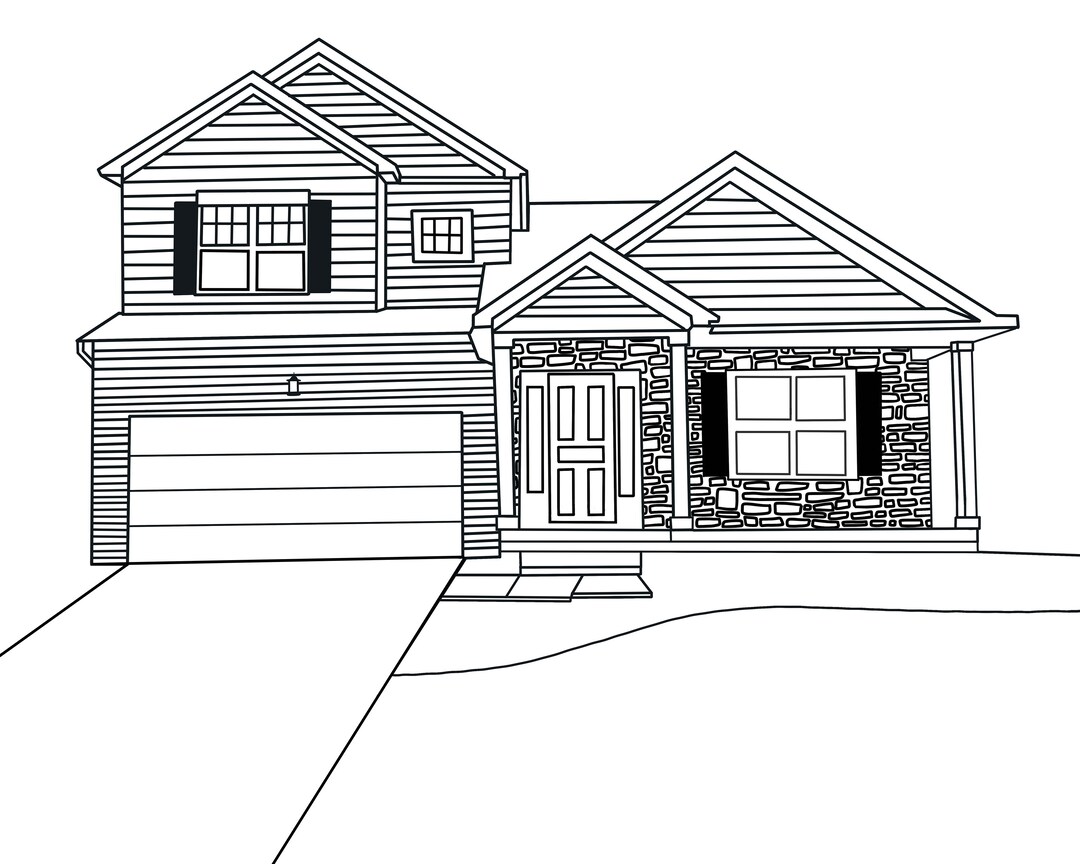 Custom House Line Drawing | Personalized Home Drawing | Personalized ...