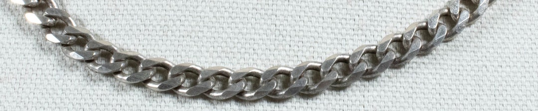 Vintage Sterling Silver Thick Flat Curb Chain! Made in Italy [size 19.5 ...