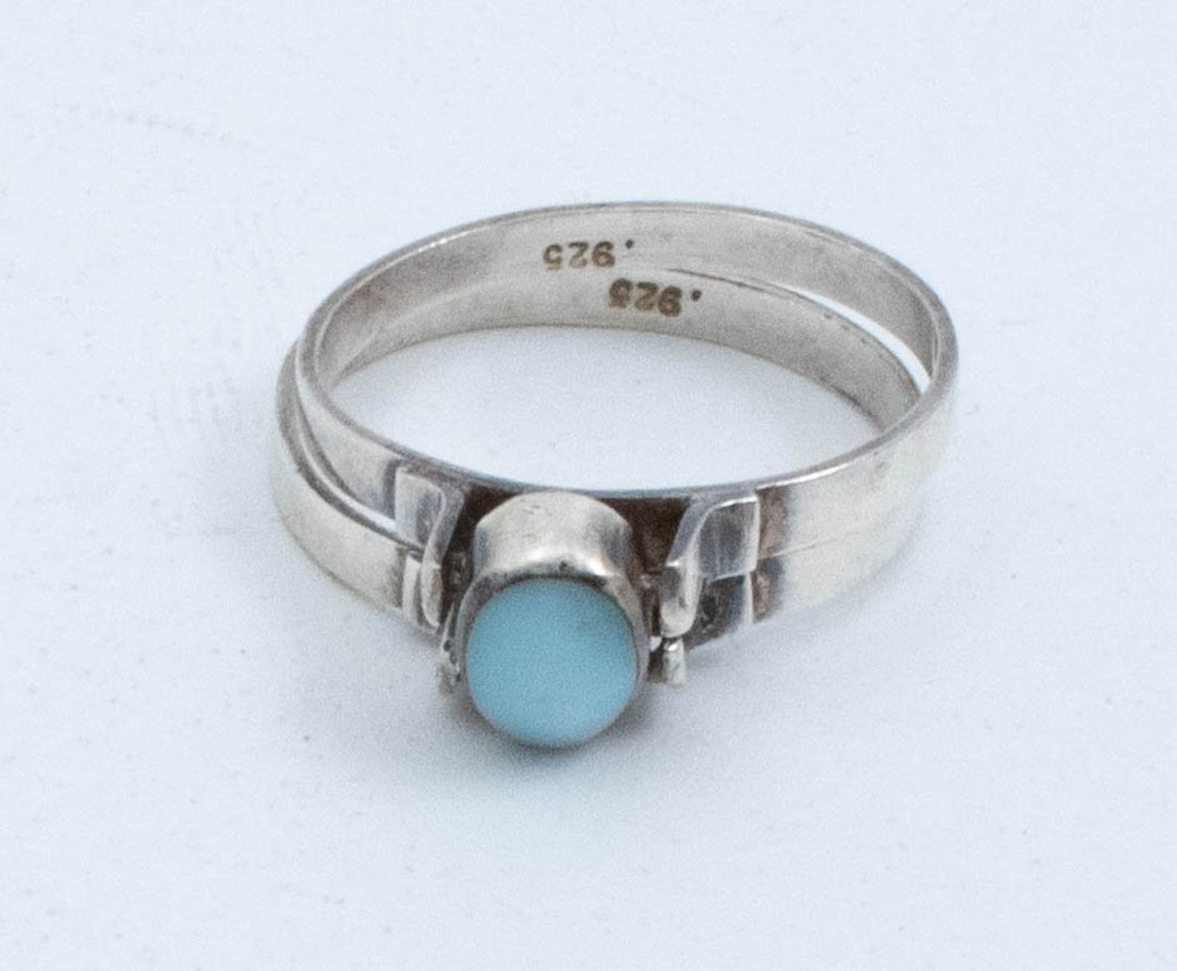 Vintage Sterling Silver Reversible Ring With Light Blue and Hazel ...