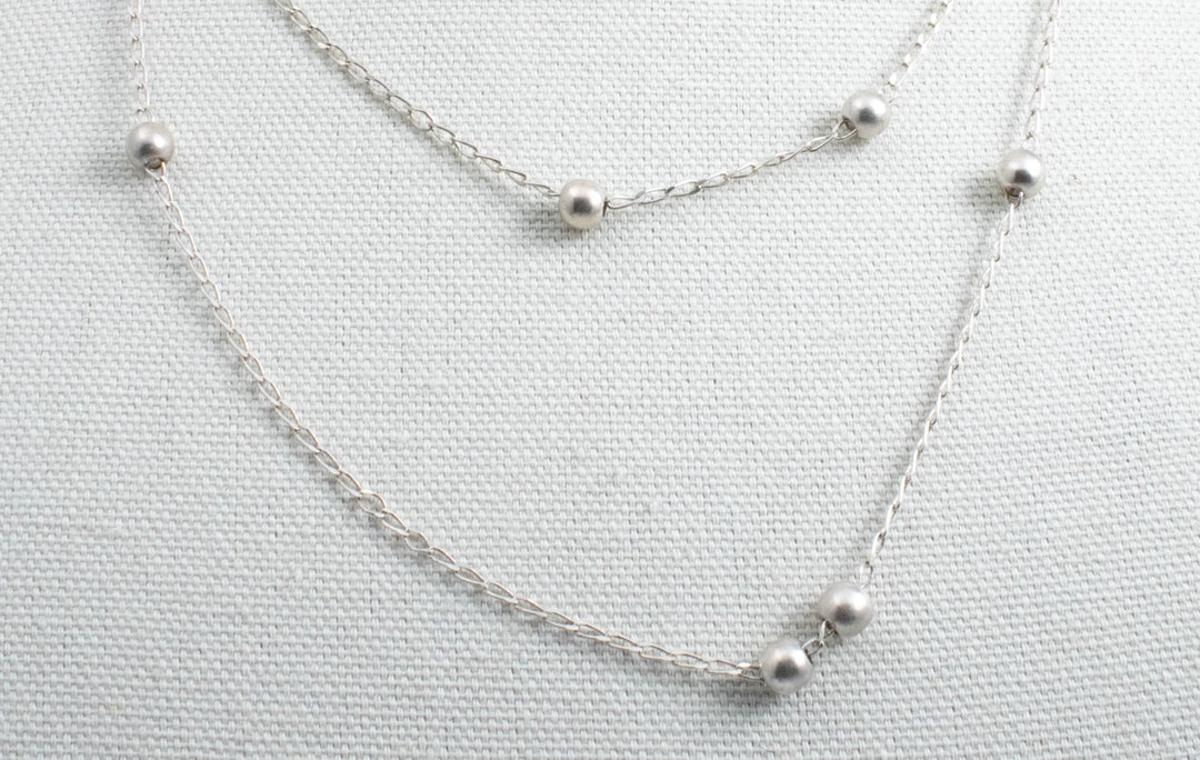 Vintage Sterling Silver Station Chain Necklace With Irregularly Spaced ...