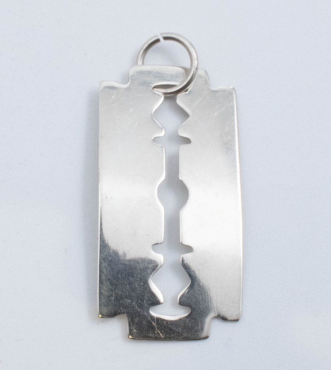 Vintage Sterling Silver Flat Razor Blade With Indented Edges & Inner ...