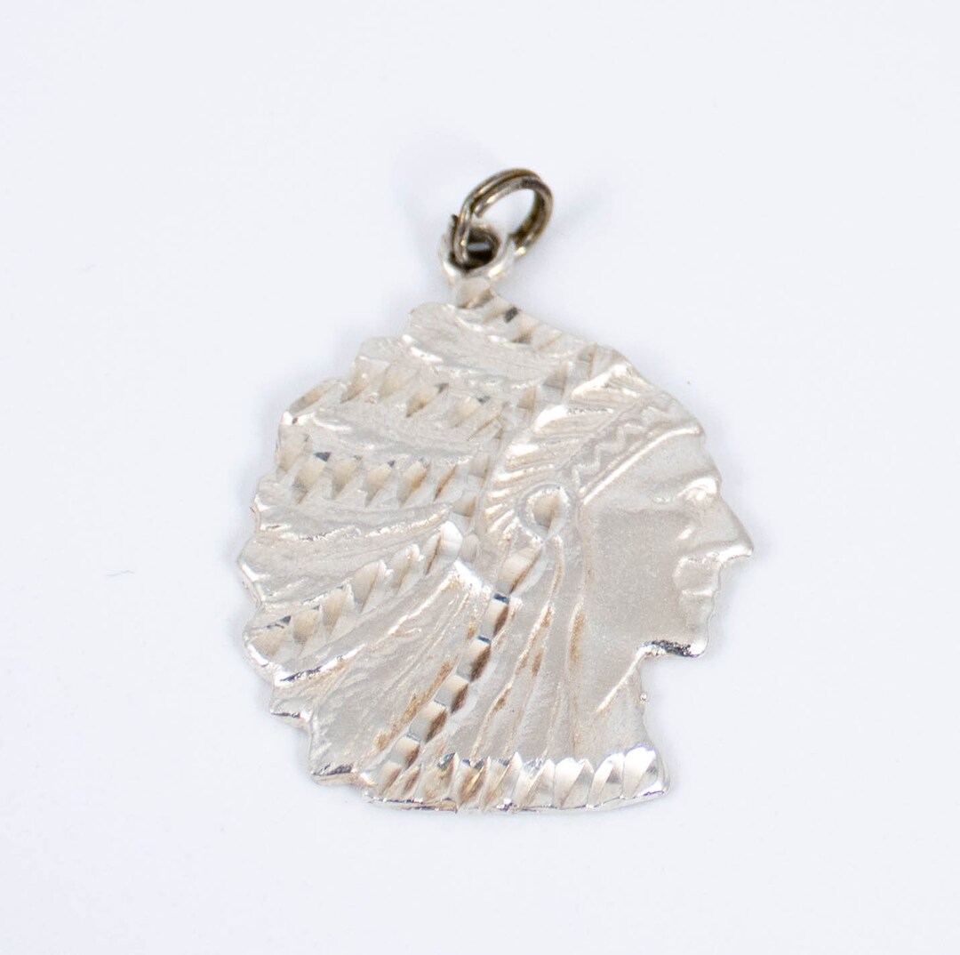 Vintage Sterling Silver Aboriginal First Nations Head With Headdress ...