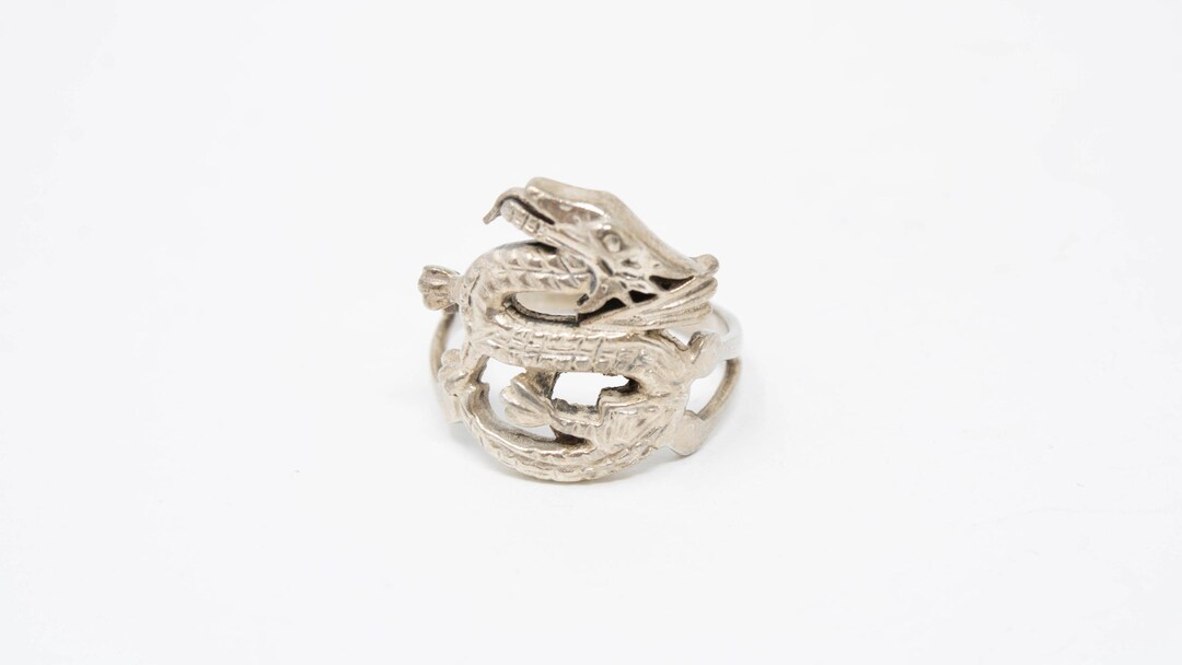 Vintage Sterling Silver Sculptural Dragon Motif Ring! [size 8.25 US] - Etsy