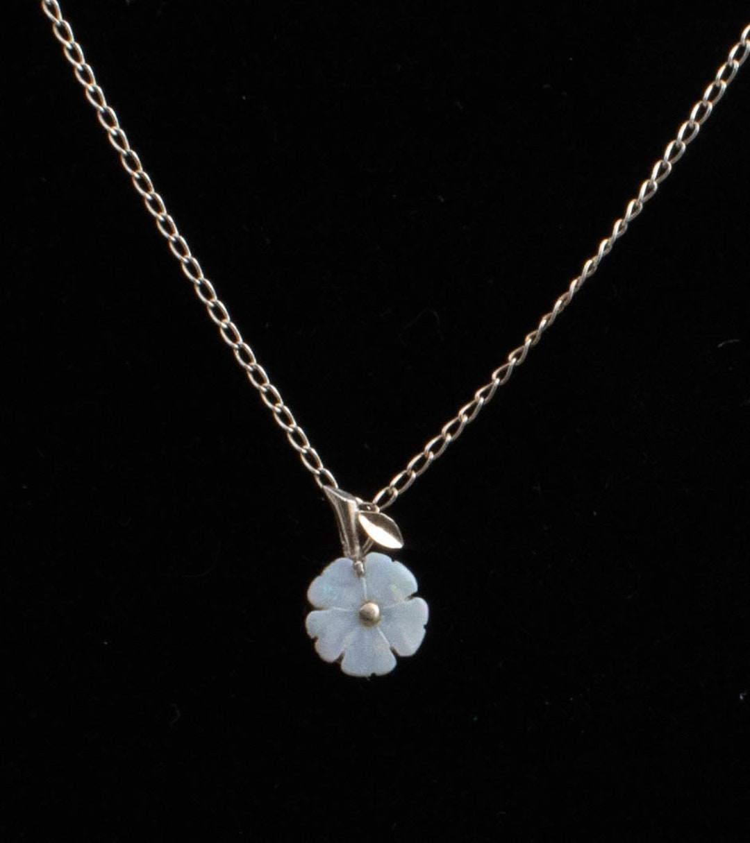 Vintage Sterling Silver Tiny Rolo Chain With Small Flower Pendant on ...