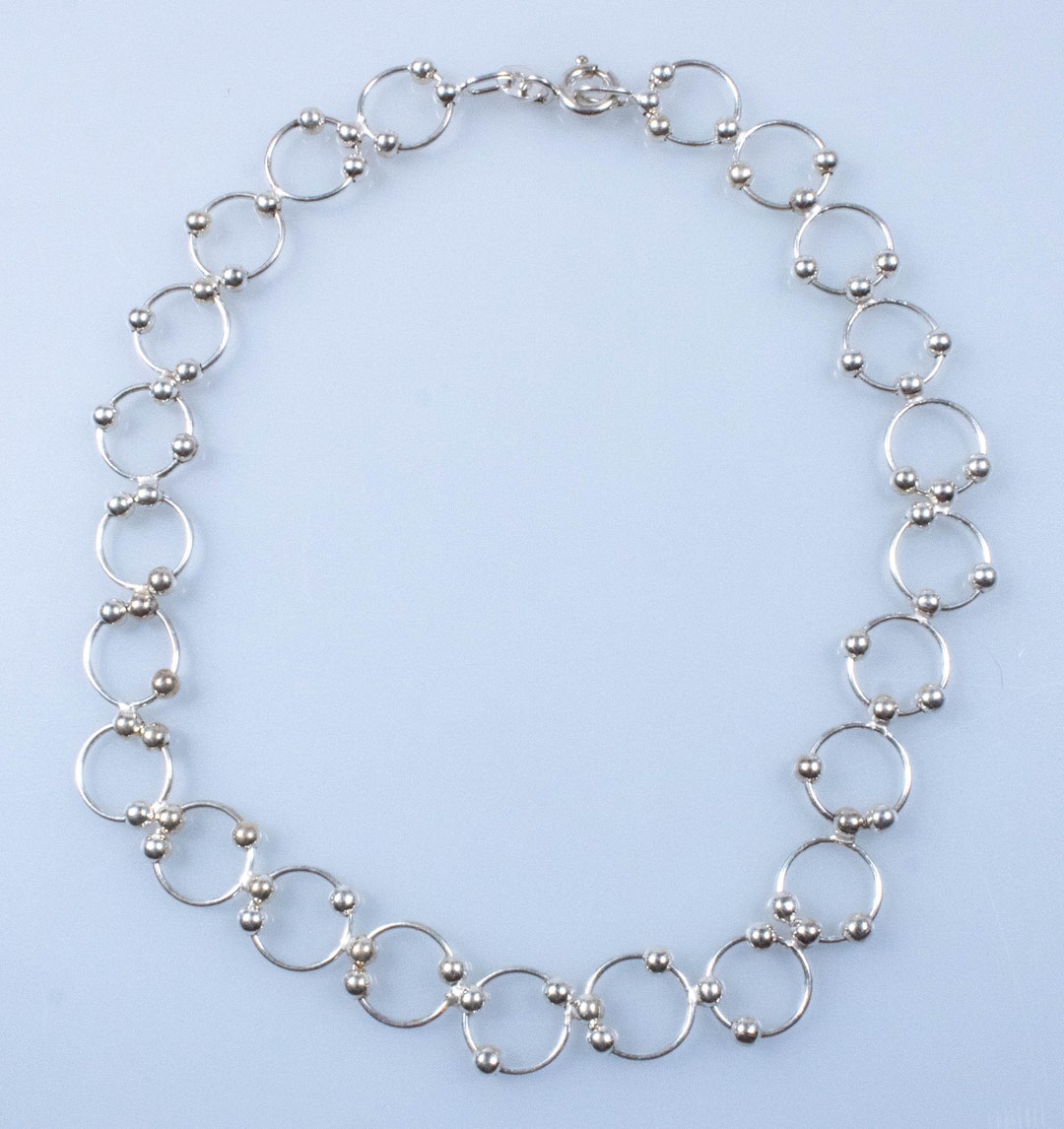 Vintage Sterling Silver Large Thin Rolo Rings With Silver Beads Anklet ...