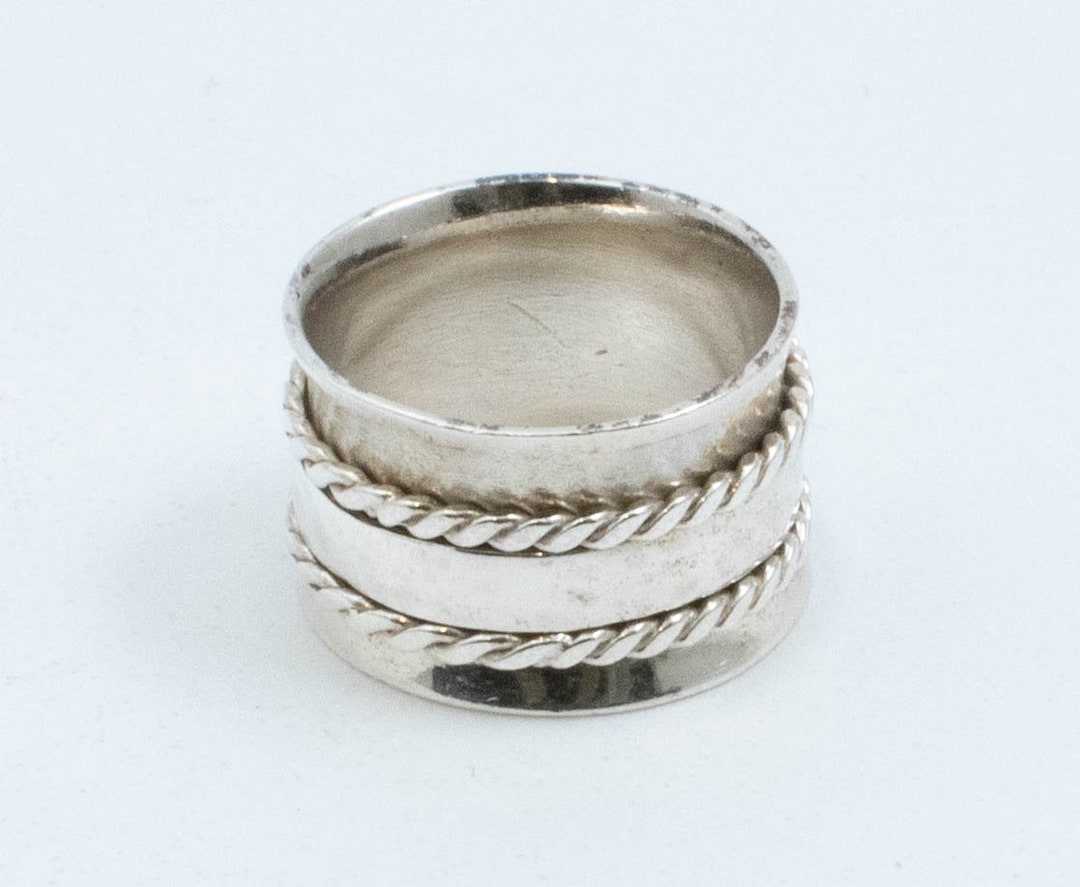 Vintage Sterling Silver Multi Band Spinner Ring With Two Rope Design ...
