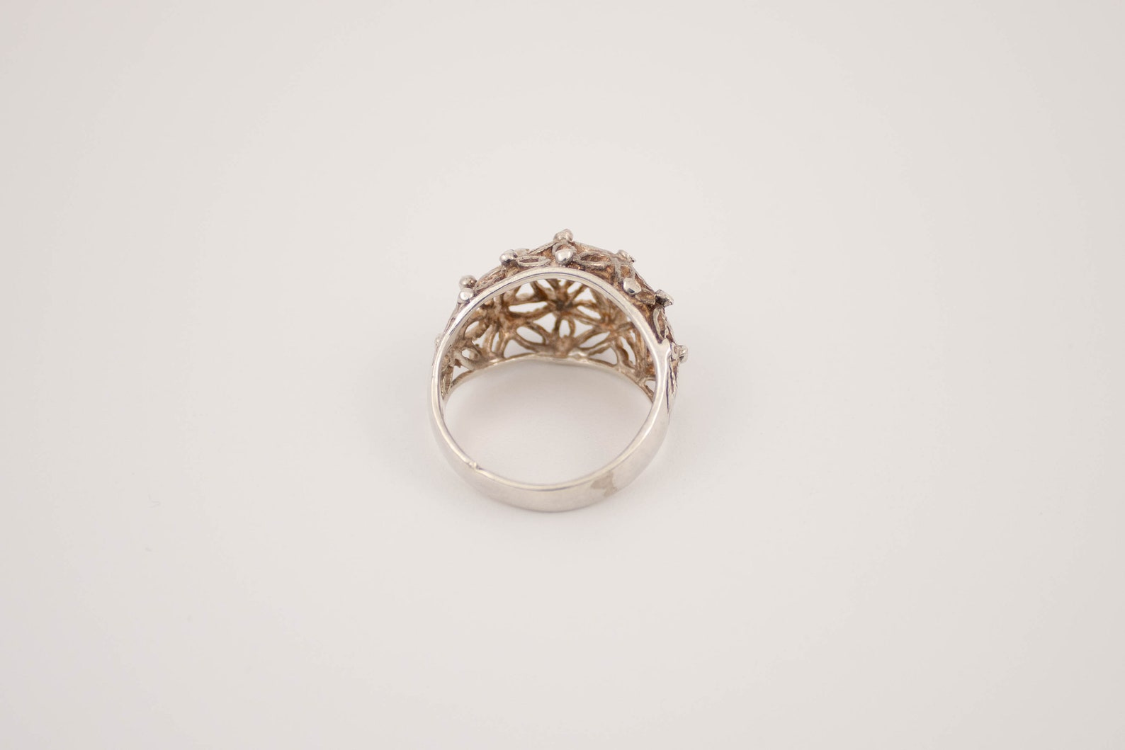 Sterling Silver Vintage Dome of Flowers Ring | Etsy