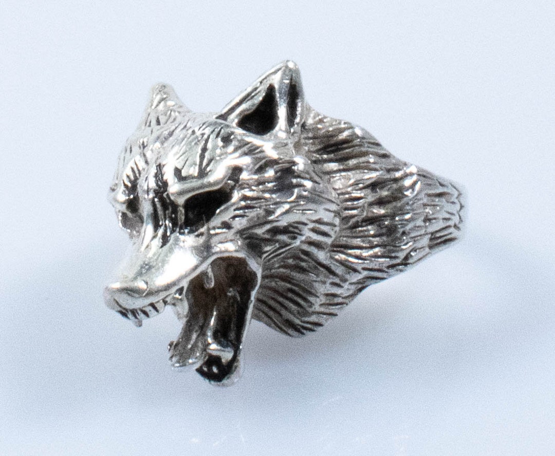 Vintage Sterling Silver Large Wolf Ring With Baring Fangs! [size 9.25 ...