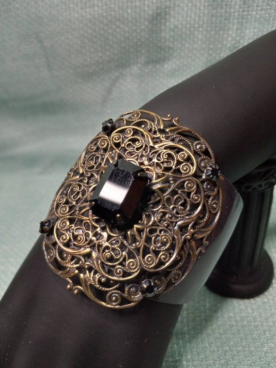1882 Cuff Bracelet Victorian Era Silver Antique Wide … - Gem