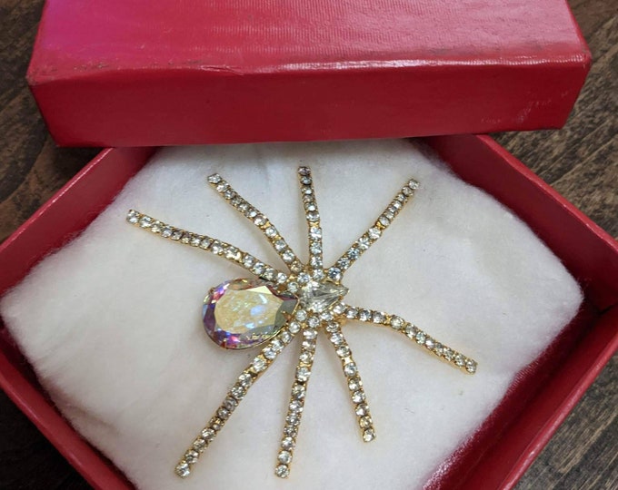Vintage Ivana Trump High End Spider Brooch Pin Swarovski Crystals Gold ...