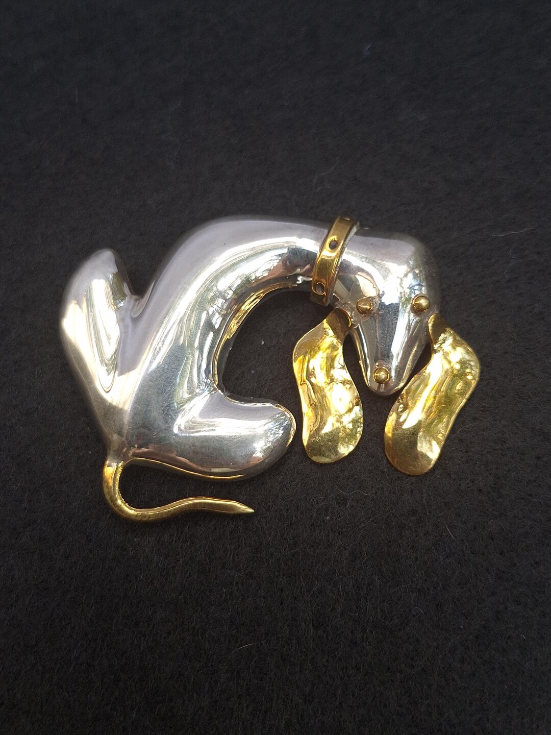 Sterling and Gold Large Hound - Etsy