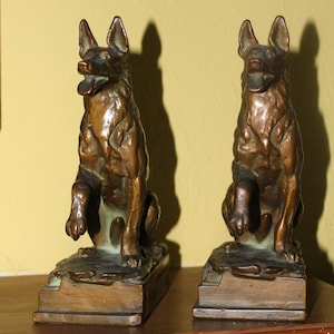 Antique Pompeian Bronze German Shepherd Book End Set - Etsy