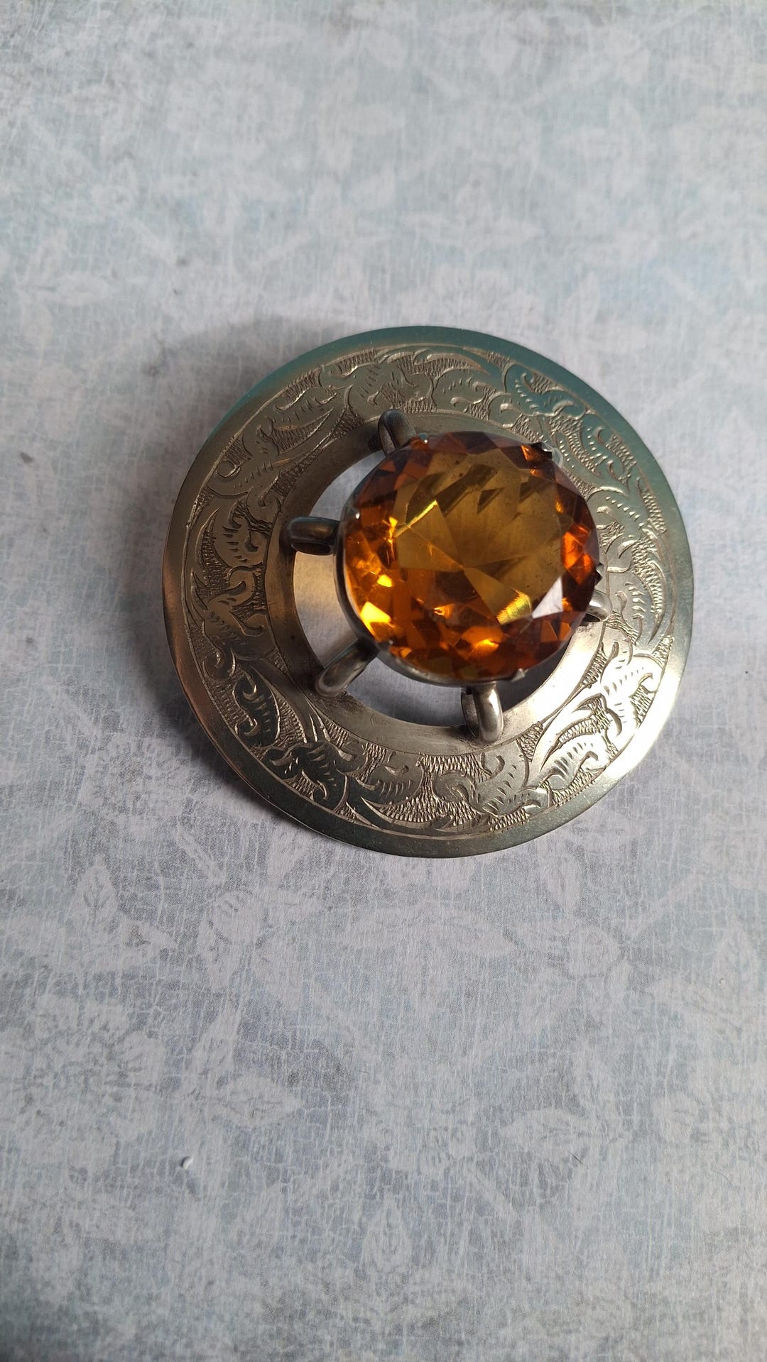 Large Antique Sterling Silver Citrne Scottish Sash Pin - Etsy