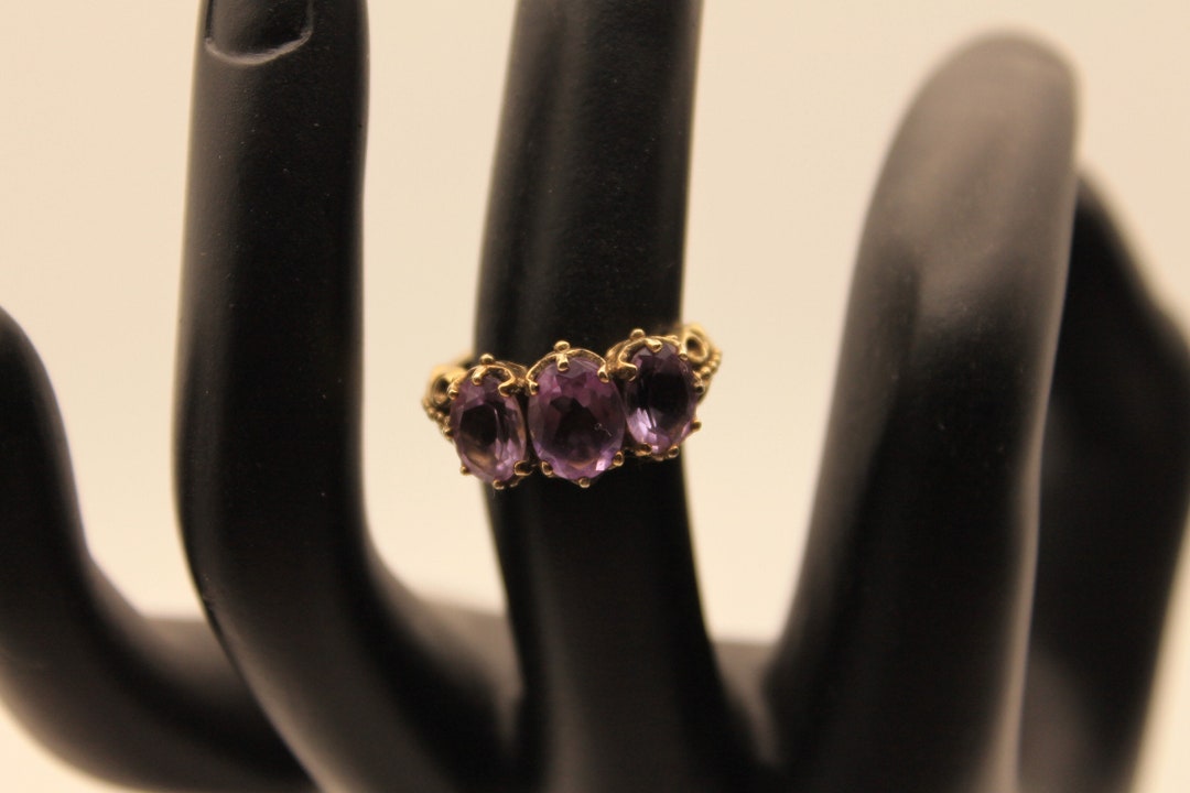 Vintage Stauer Amethyst Gold Ring - Etsy
