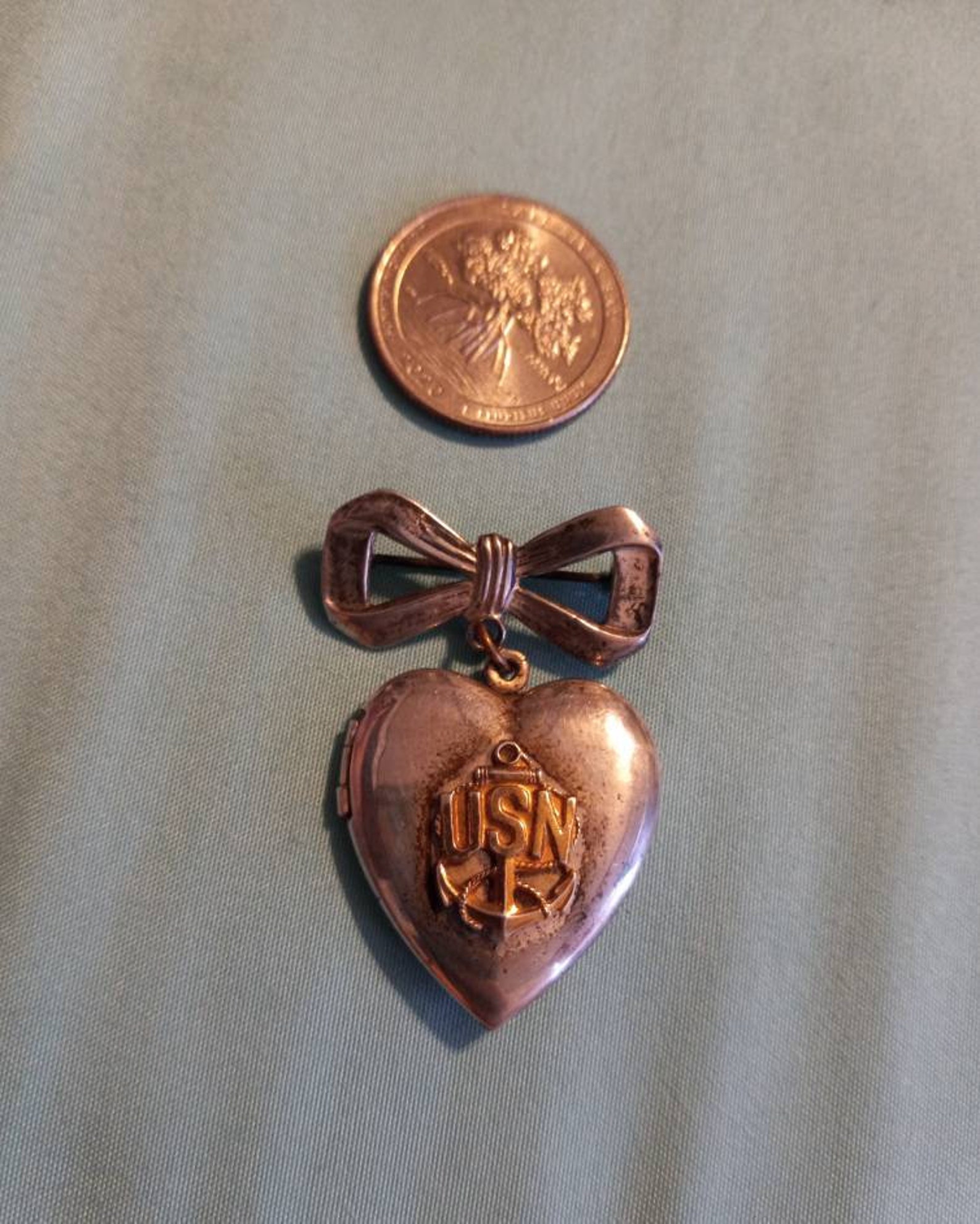 WW2 USN Sweetheart Heart Double Photo Pin Brooch Locket | Etsy