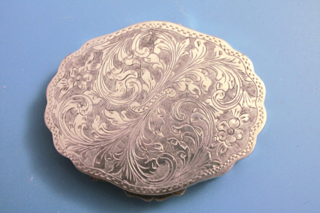 Vintage Silver Compact Mirror and Powder - Etsy