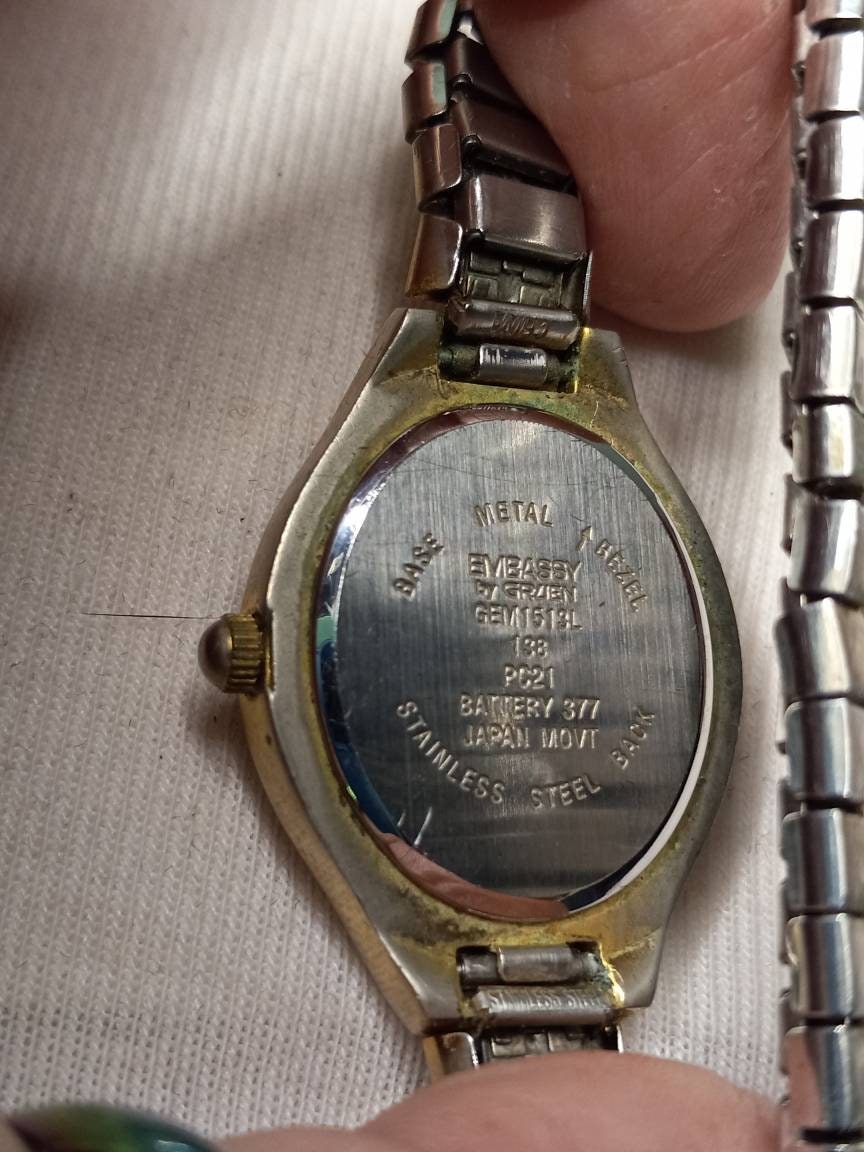 Embassy by Gruen Silver Gold Tone Crystal Bezel Stretch Watch - Etsy