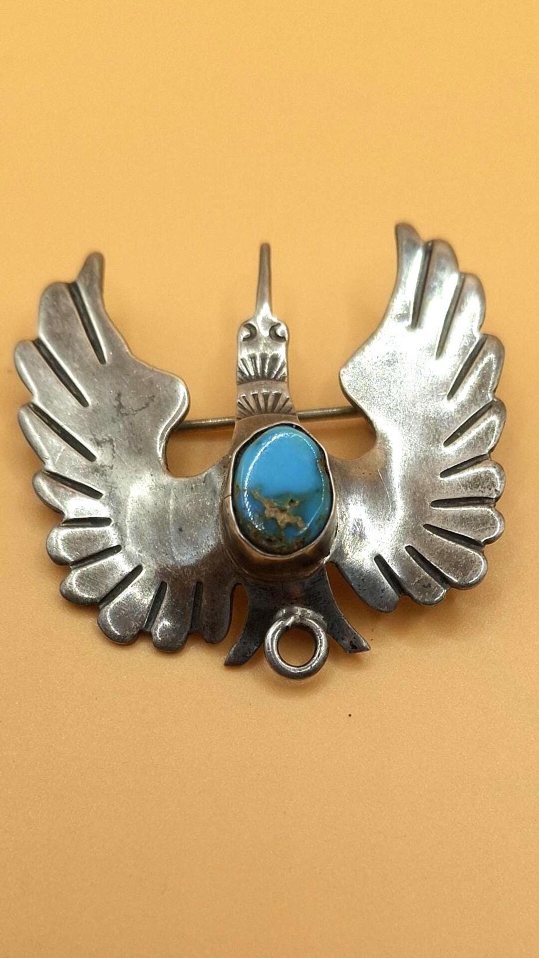 Vintage Native American Peyote Bird Sterling Silver Turquoise Brooch ...