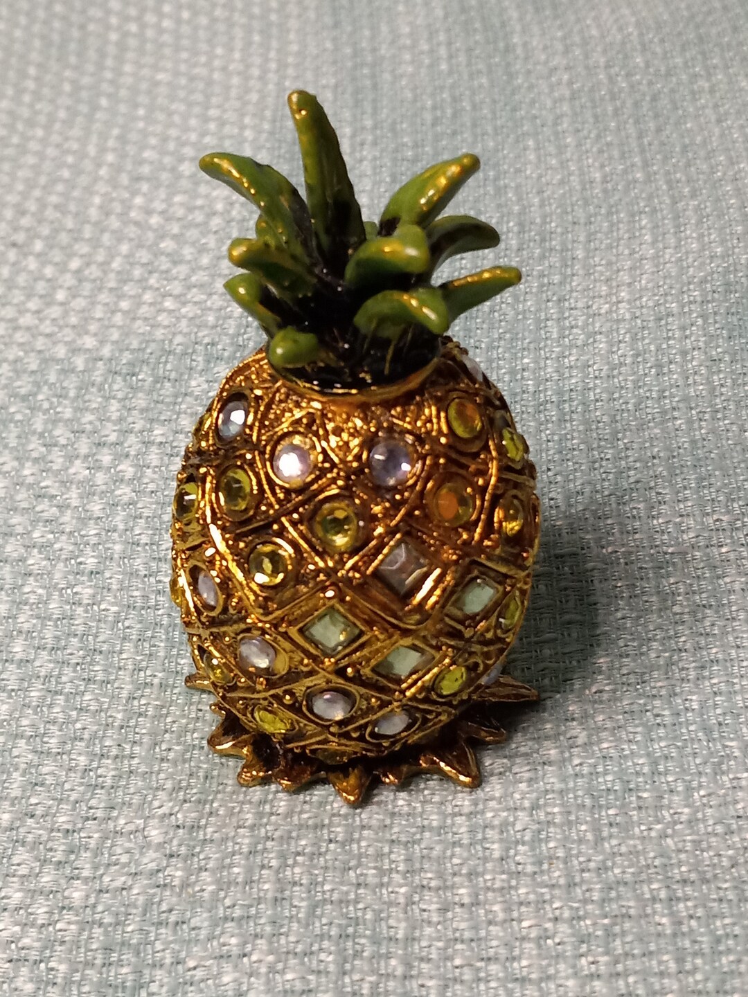 Enamel Rhinestone Jeweled Pineapple Trinket Box - Etsy