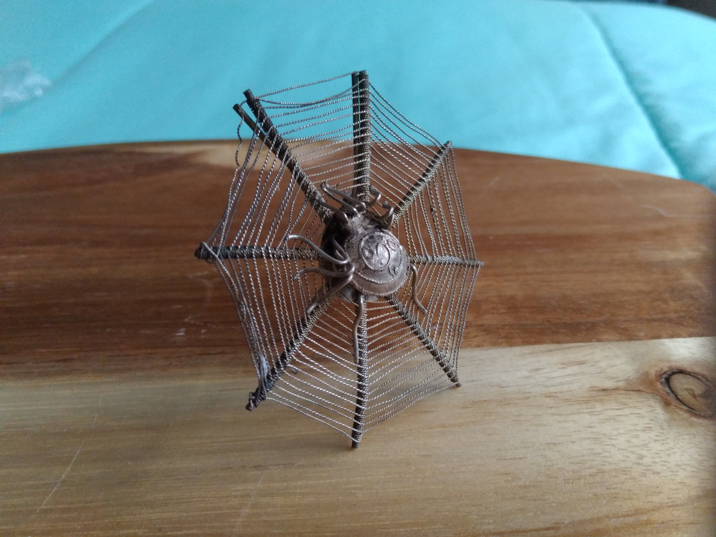 Rare Vintage Gothic Victorian Huge Silver Spider on Spiderweb 1950s ...