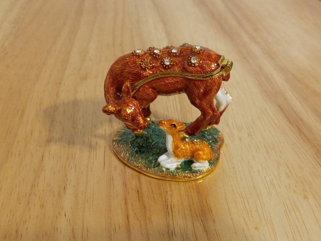 Mother and Child Deer Trinket Box - Etsy