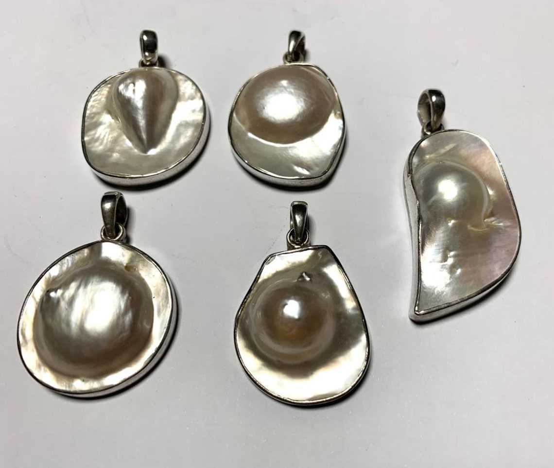 Australian Cultured Mabe Pearls Silver 925 Pendant Handmade Old Stock ...