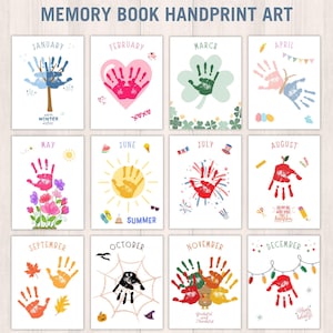 Handprint Art Memory Book, Printable Kids Calendar, 12 Month ...