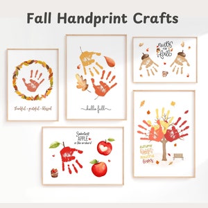 Fall Handprint Art Bundle, Printable | Tree, Leaves, Apple, Acorn ...
